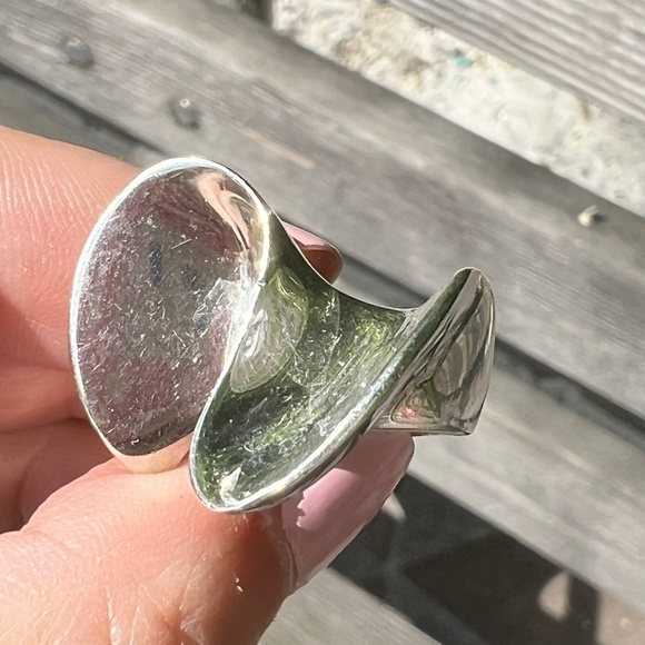 Jewelry | Vintage Huge Modernist Waive Design Ring Sterling Silver ...